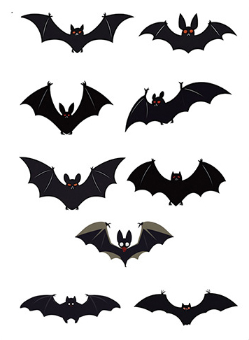 Spooky & Fun Halloween Temporary Tattoos – Bats Face Emoji (9 Tattoos)