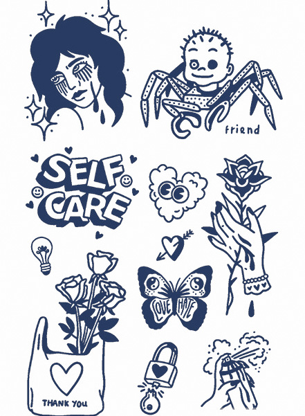 Edgy & Caring Semi-Permanent Tattoo Pack – Set of 9 Bold Creative Designs