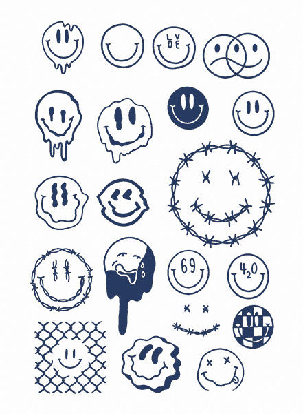 Fun Smiley Emoticons Semi-Permanent Tattoo Pack – Set of 20 Playful Designs