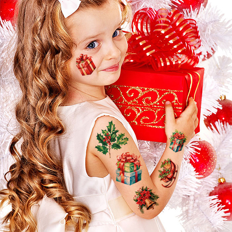 Christmas Temporary Tattoos – 2025 Cute Charming Candy Designs (6 Tattoos)